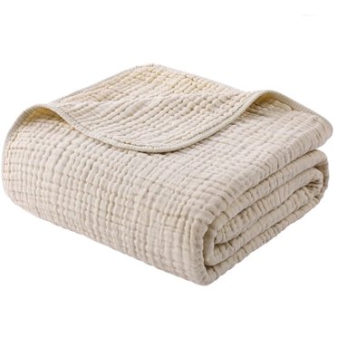 Sticky Toffee 100% Oeko-Tex Cotton Muslin Throw Blanket, Lightweight ...