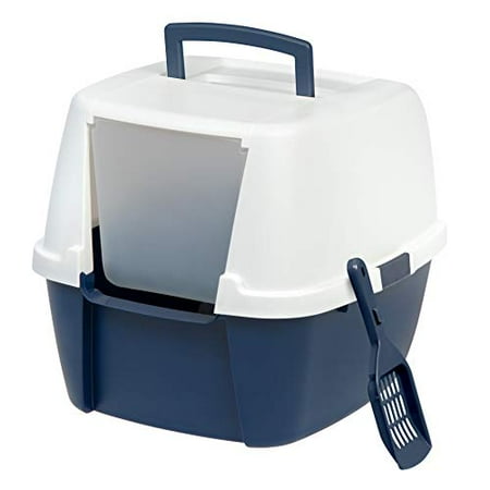 IRIS Jumbo Hooded Litter Box with Scoop, Navy - Walmart.ca