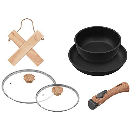 Iris Oyama Frying pan 6-piece set Gas fire / IH compatible You can take the handle black Skillet ...