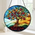 Apple Tree Sun Catcher Stained Glass Style Round Window Hanging Decor ...