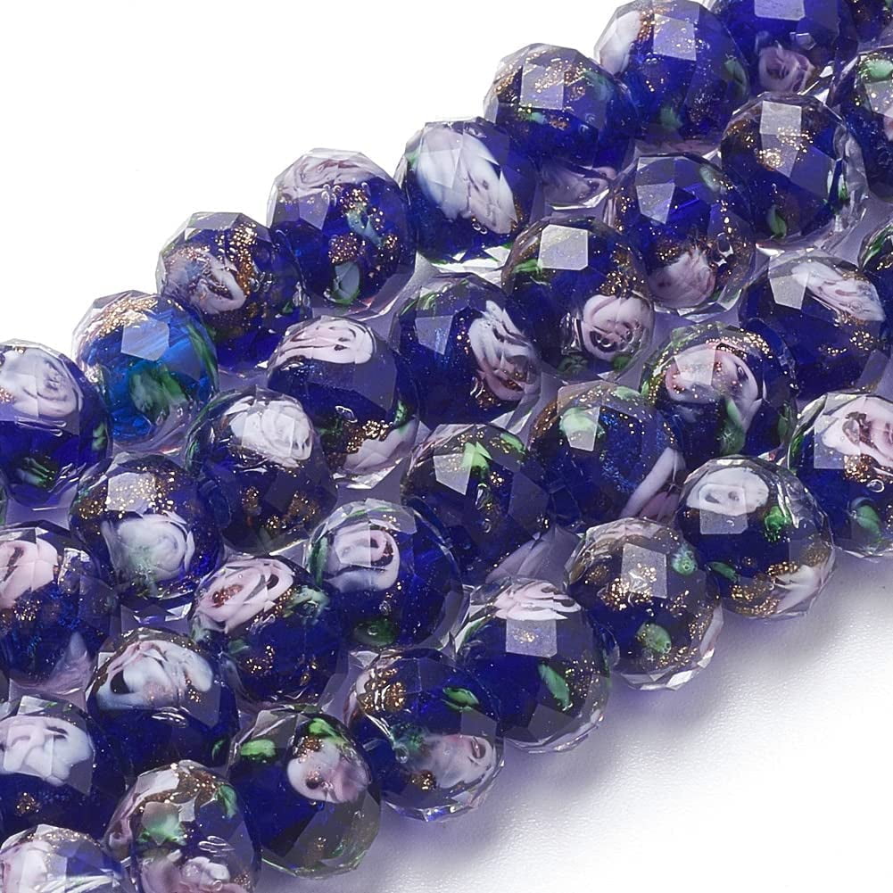 60pcs 8-10mm Gold Sand Lampwork Beads Glass Handmade Round Loose Beads ...