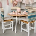 Bohemian Teal Chair Back Covers Set of 2 Brown Stripe Retro Wave Line ...