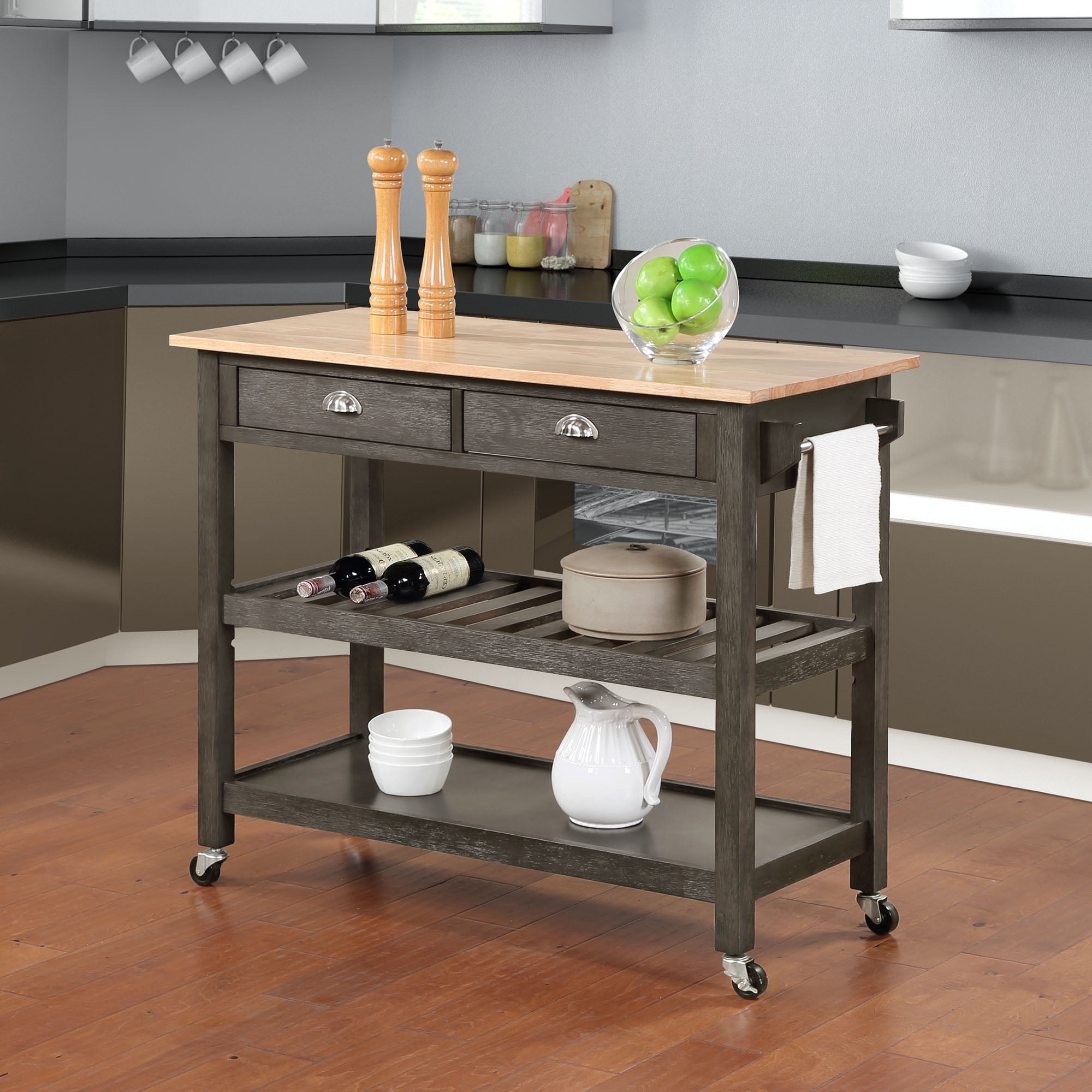 Convenience Concepts American Heritage 3 Tier Butcher Block Kitchen ...