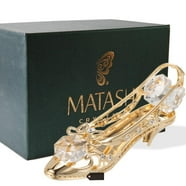 24K Gold Plated Crystal Studded Flower Ornament in a Vase with ...
