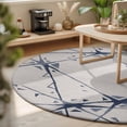 Abstract Geometric 4FT Round Area Rugs Navy Blue Splatter Lines ...