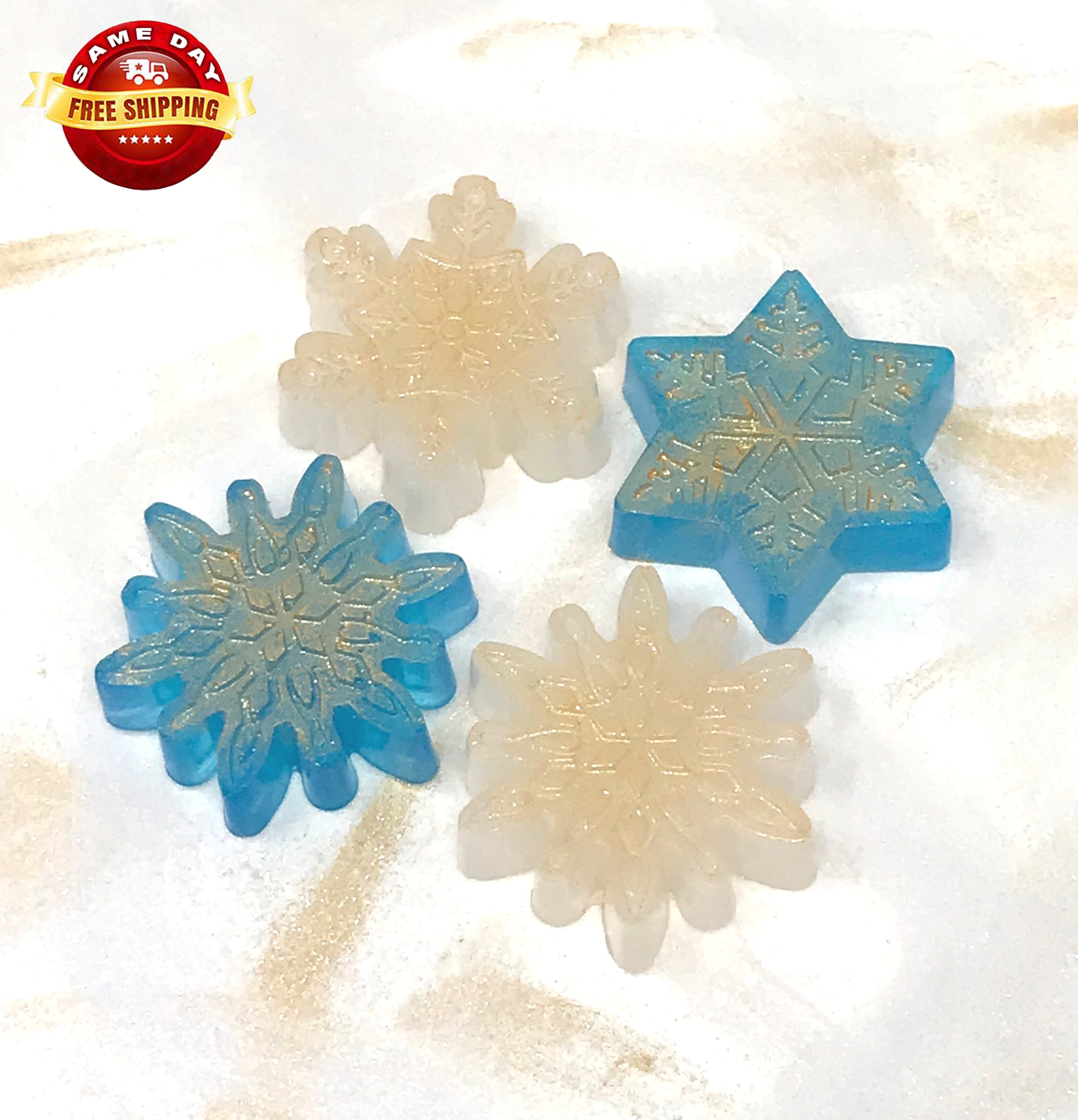BLUE & WHITE HANDMADE MINI SNOWFLAKES FOUR SOAP BAR ALL NATURAL ...