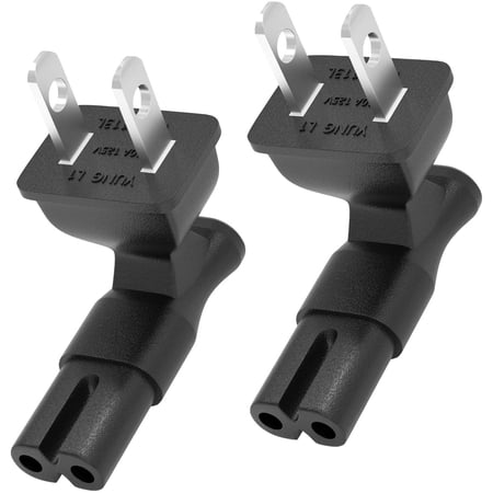 MSYMY US 2 Prong Right Angle Adapter AC Power Plug Adapter IEC C7 ...