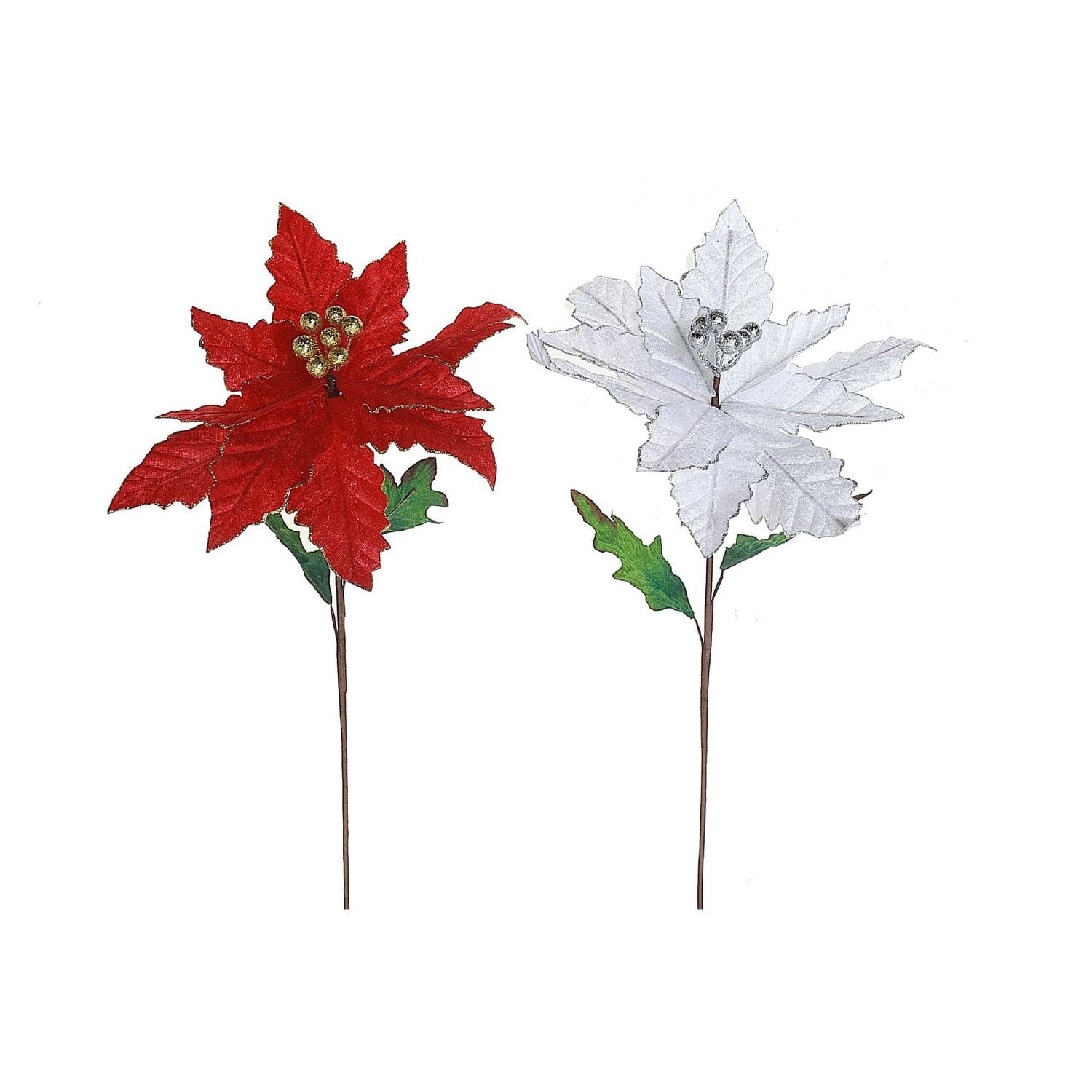 Click here for Ih Casadécor Glitter Edged Poinsettia Stem - Set O... prices