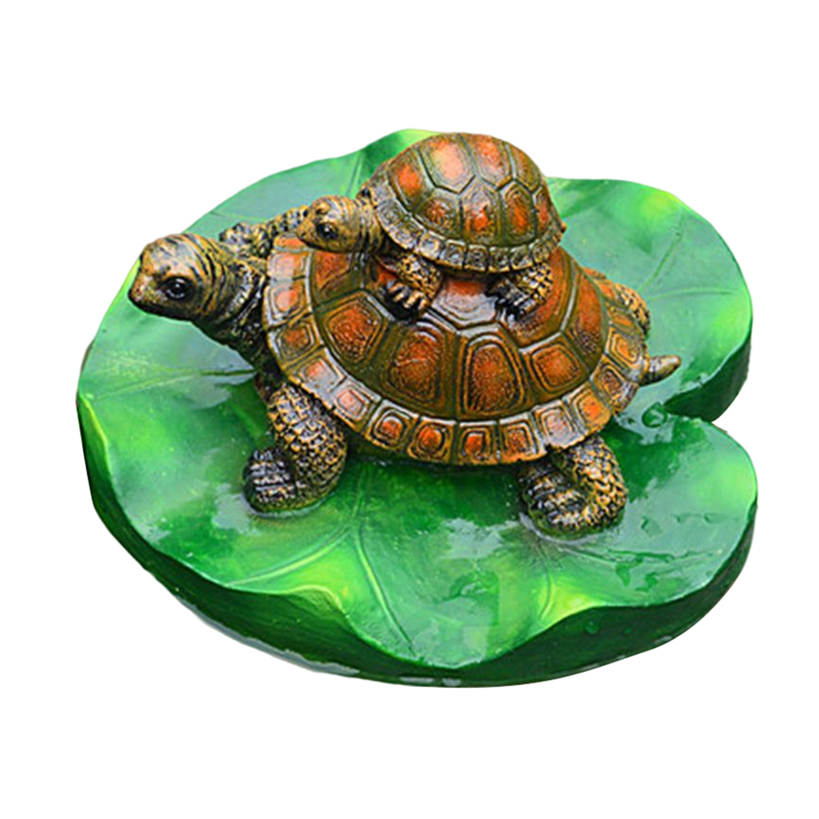 Yoone Lotus Leaf Decorative Synthetic Resin Floating Tortoise Statue ...
