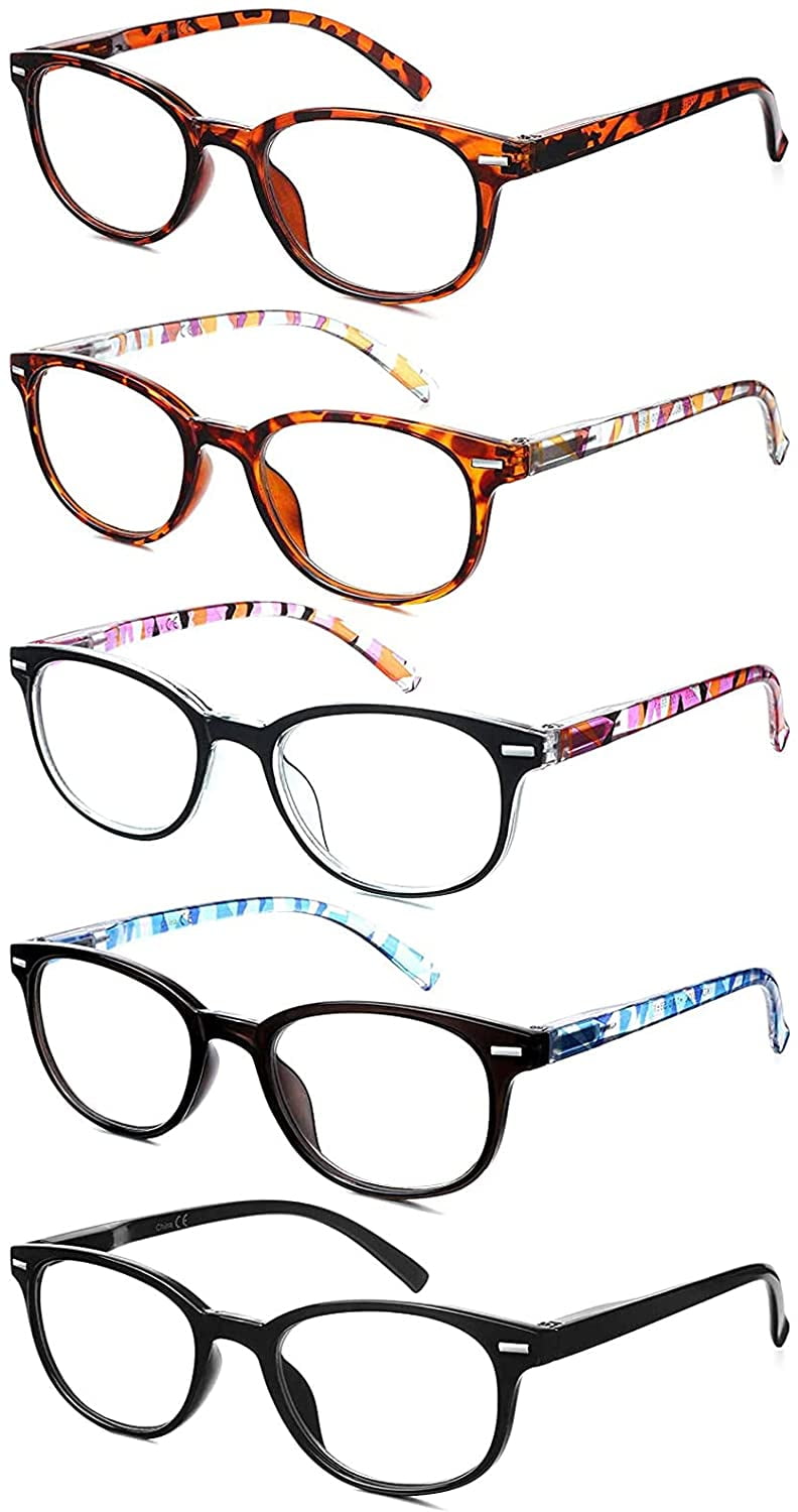 EFE Reading Glasses 5 Pack - Full Rim Eyeglasses with Flexible Spring ...