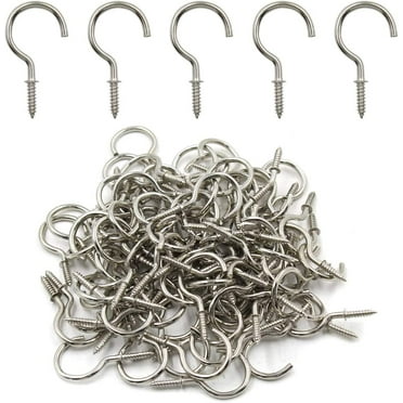 50pcs Cup Hooks Screw-in Wall 1/2 Inch Metal Thread Square Hooks Great ...