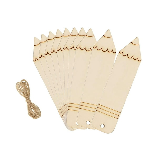 10x Unfinished Slice Pen Shape Cutouts Chips Projects Wooden Pencil ...