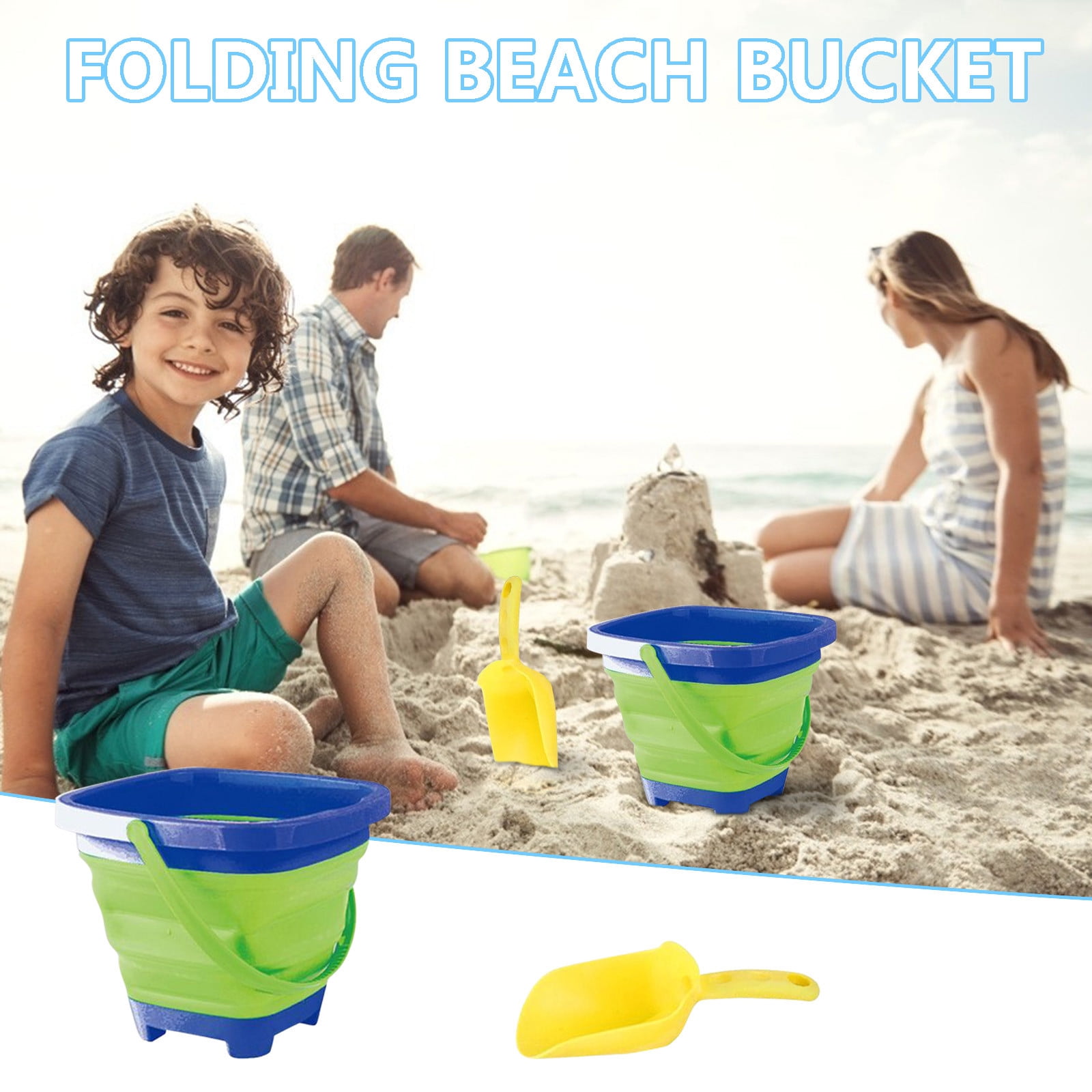 Soft Plastic Folding Bucket Portable Summer Beach Water Toy Telescopic ...