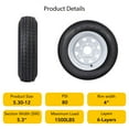 "Walmart 5.30-12 Trailer Tires with 12"" Rims, 6 Ply Load Range C, 5 ...
