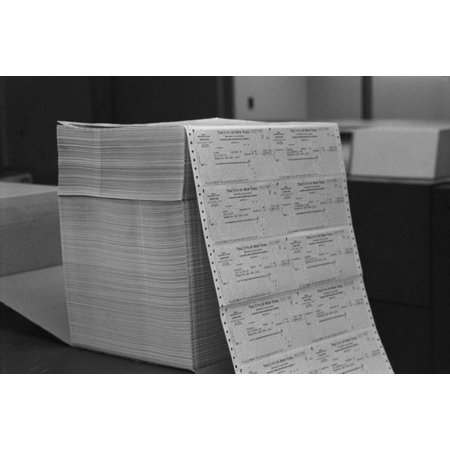 Large Stack Of Computer Generated Welfare Checks At A New York City ...