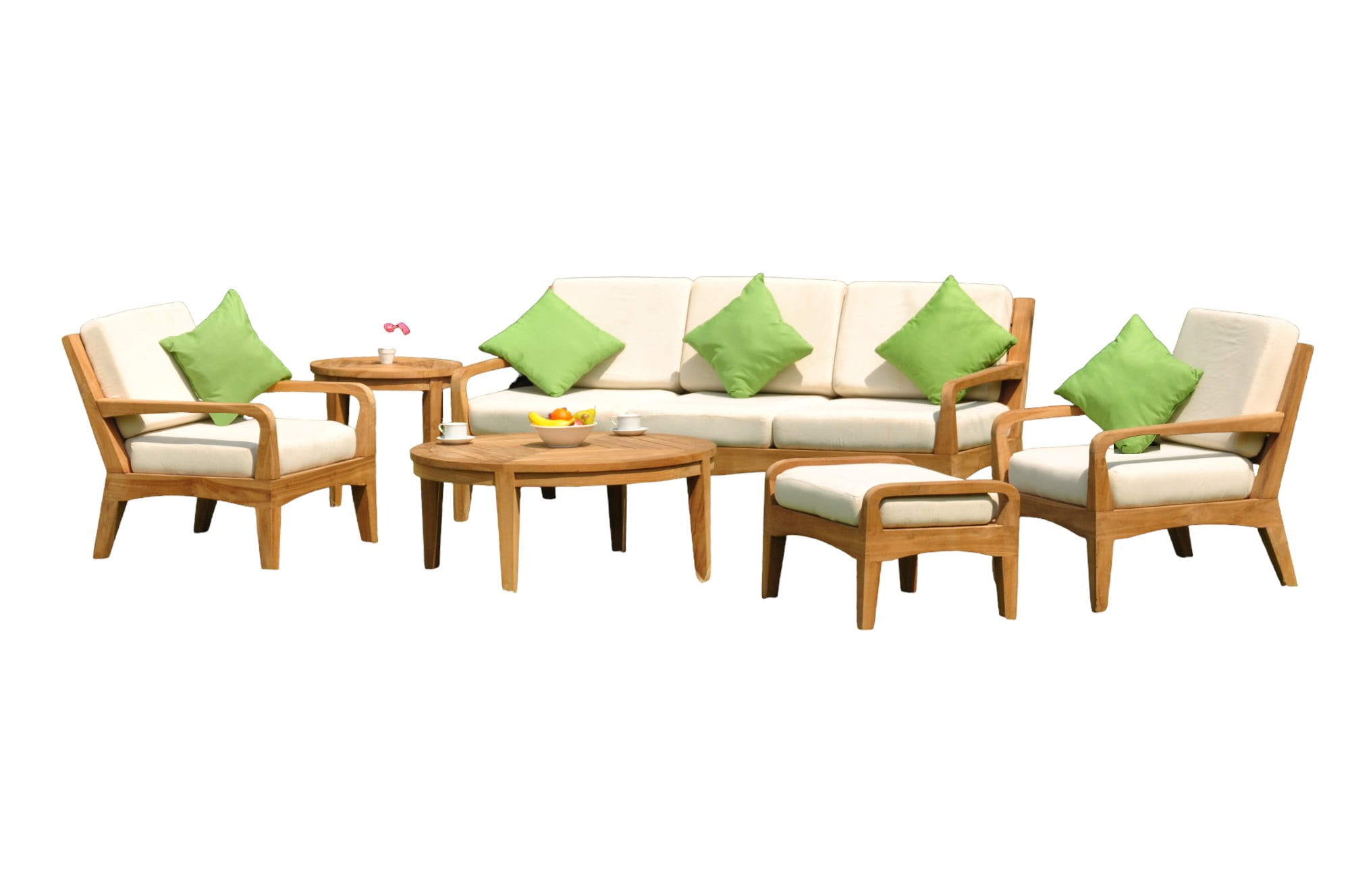 Noida 6 Pc Sofa Set: Sofa, 2 Lounge Chairs, Ottoman, 42" Round Coffee ...