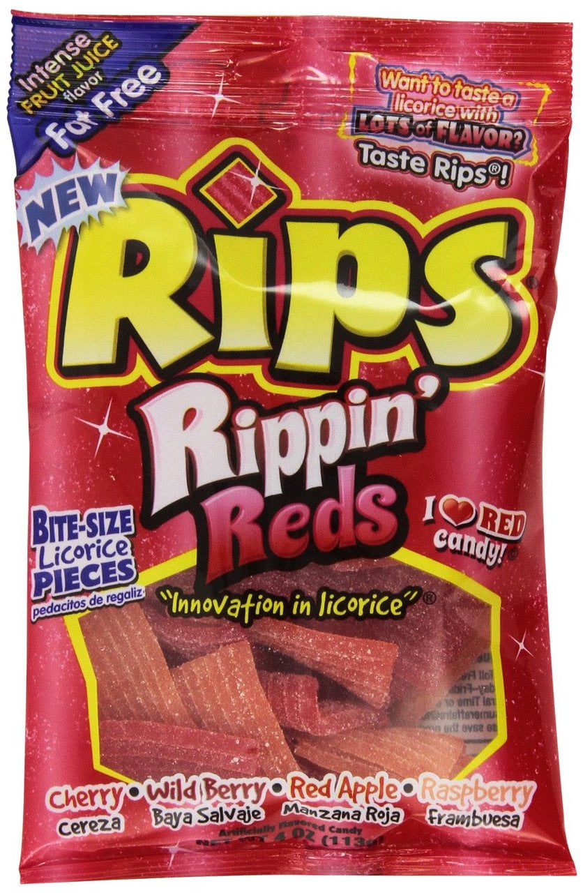 12 PACKS : Rips Rippin Reds Licorice Candy 12 Bags of 4 oz - Walmart.com