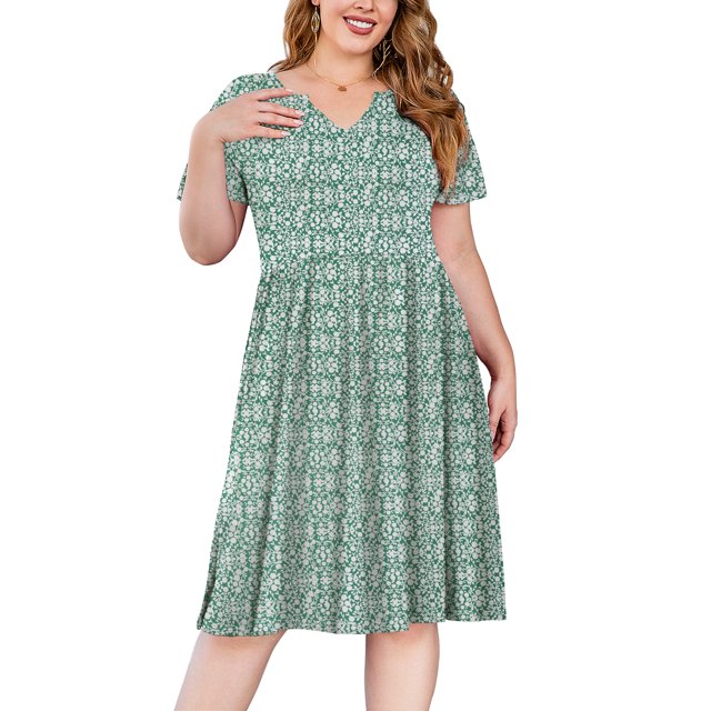 McVanedy Women's Plus Size Floral Summer Dresses Casual Boho Dress 1X ...
