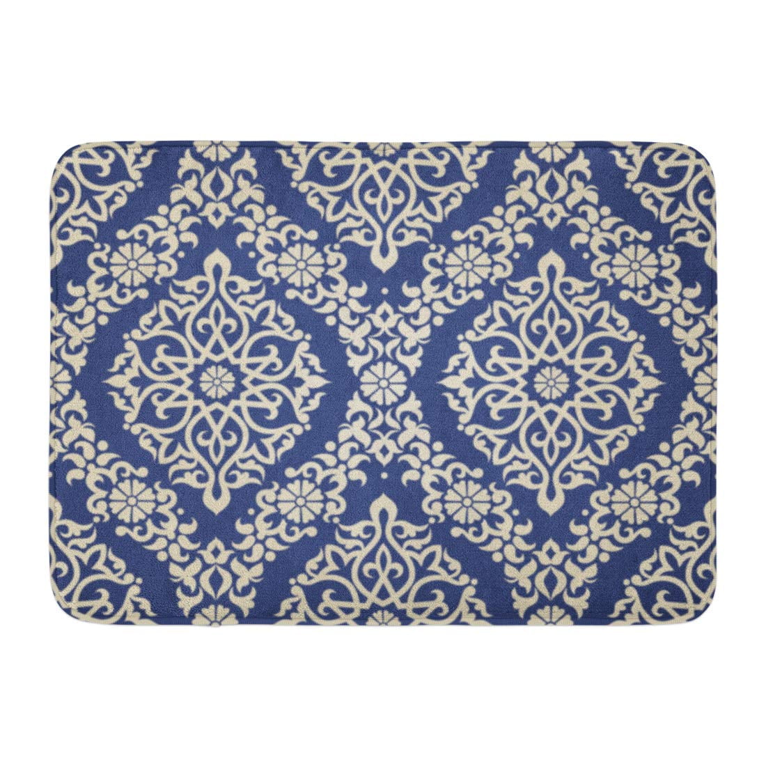 GODPOK Eastern Style Beige Monochrome Ornamental Lace Tracery on Blue ...