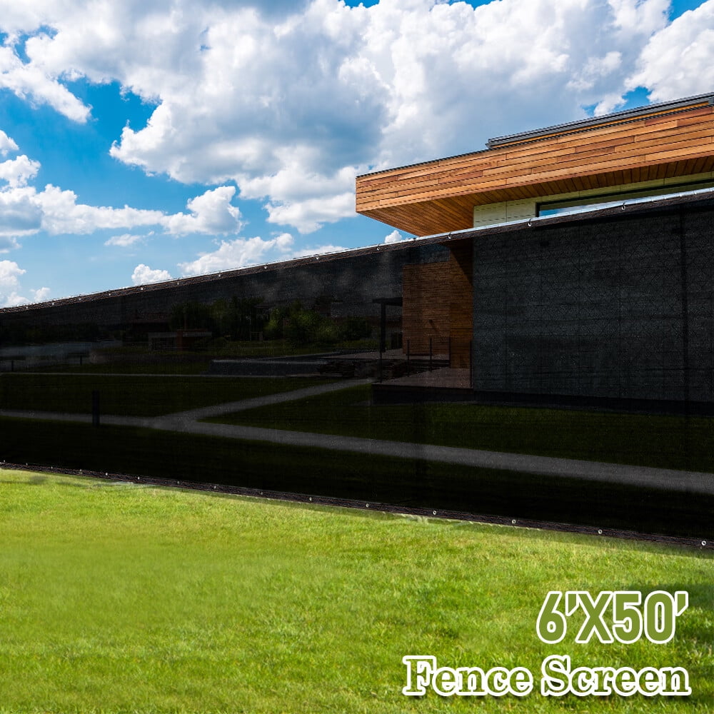 ZXMT 6' x 50' Black Privacy Fence Screen Cover Mesh Heavy Duty Fabric ...