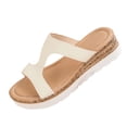 Bkhluea Women Texture Cutout Strap Platform Wedge Slide Sandals Slip On ...