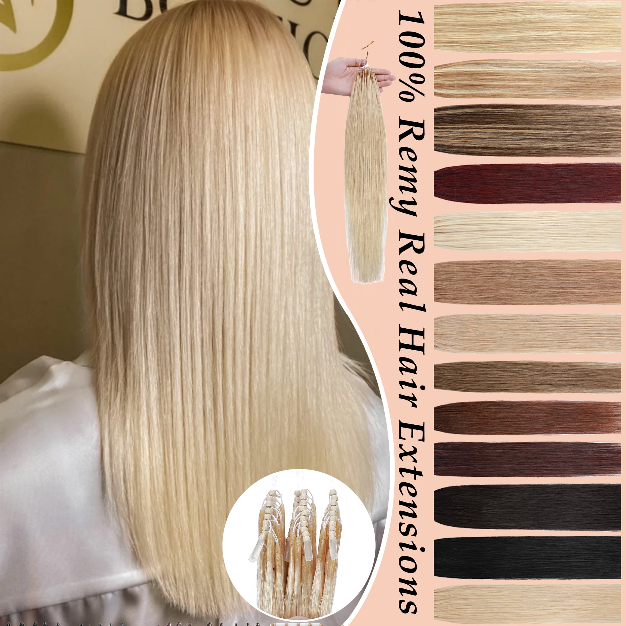 MY-LADY 50strands/set 100% Remy Human Hair Micror Loop Extensions ...