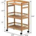3 Tier Bamboo Storage Cart - Removable Rolling Utility Kitchen ...