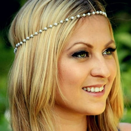 Heread Boho Gold Head Chain Jewelry Pearl Hair Chains Headpiece Wedding ...