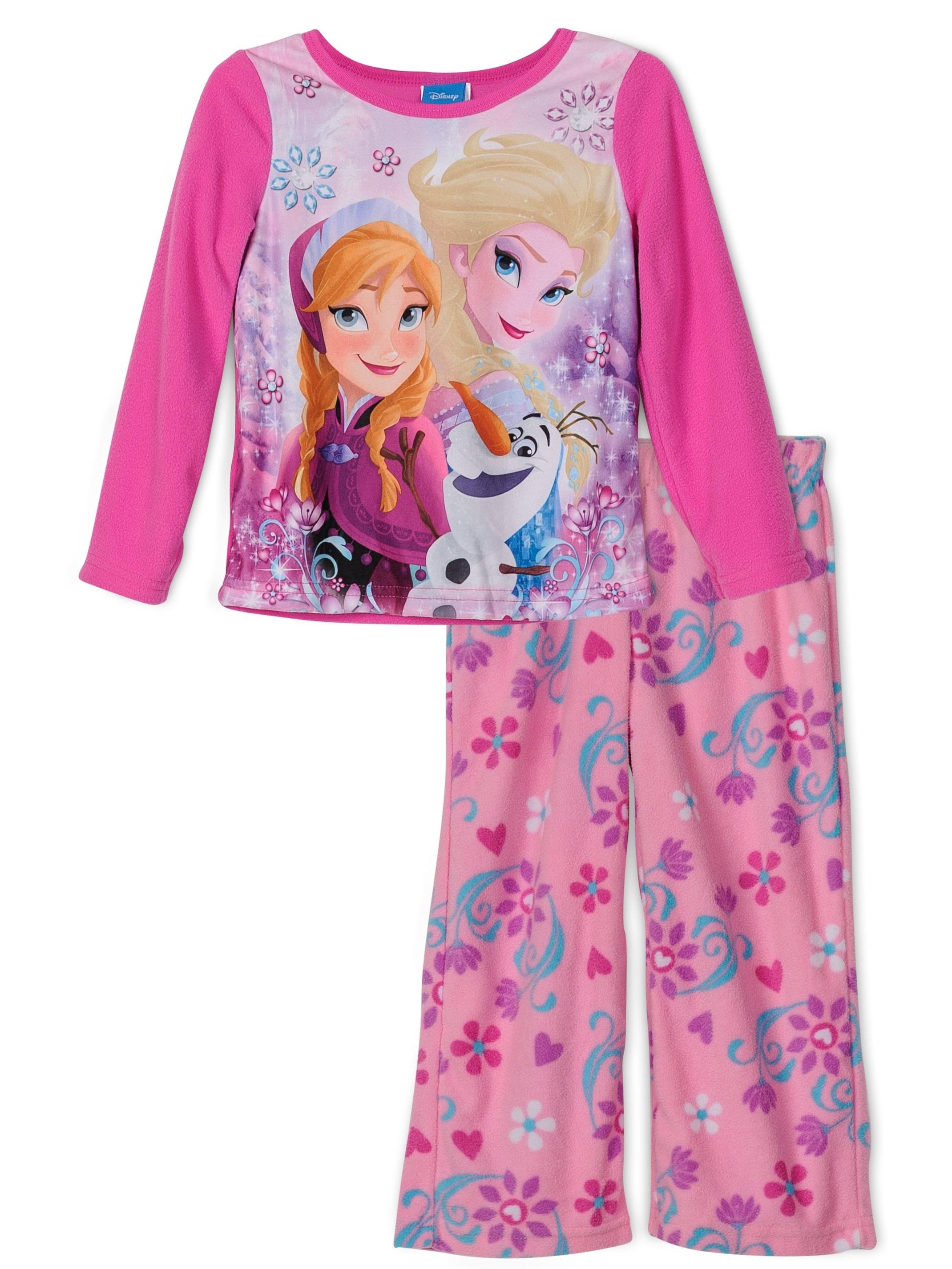 Disney Frozen Elsa And Anna Girls 2 Piece Fleece Pajama Set Frozen