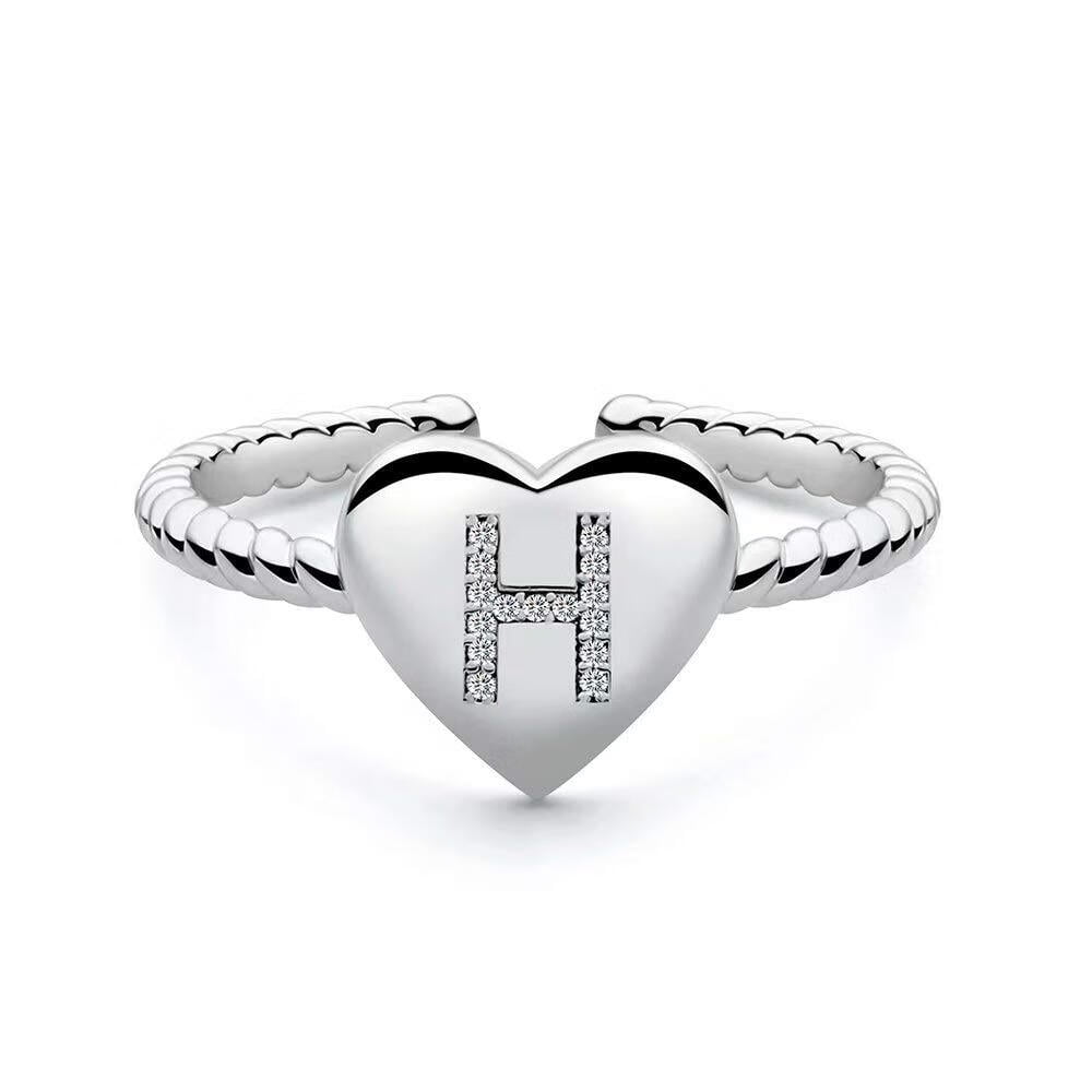 AUNOOL Stackable Initial Rings for Women Girls Heart Capital Letter ...