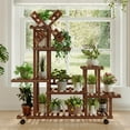 Tikea Indoor/Outdoor Wooden Plant Stand, Multi Potted Flower Rack for ...