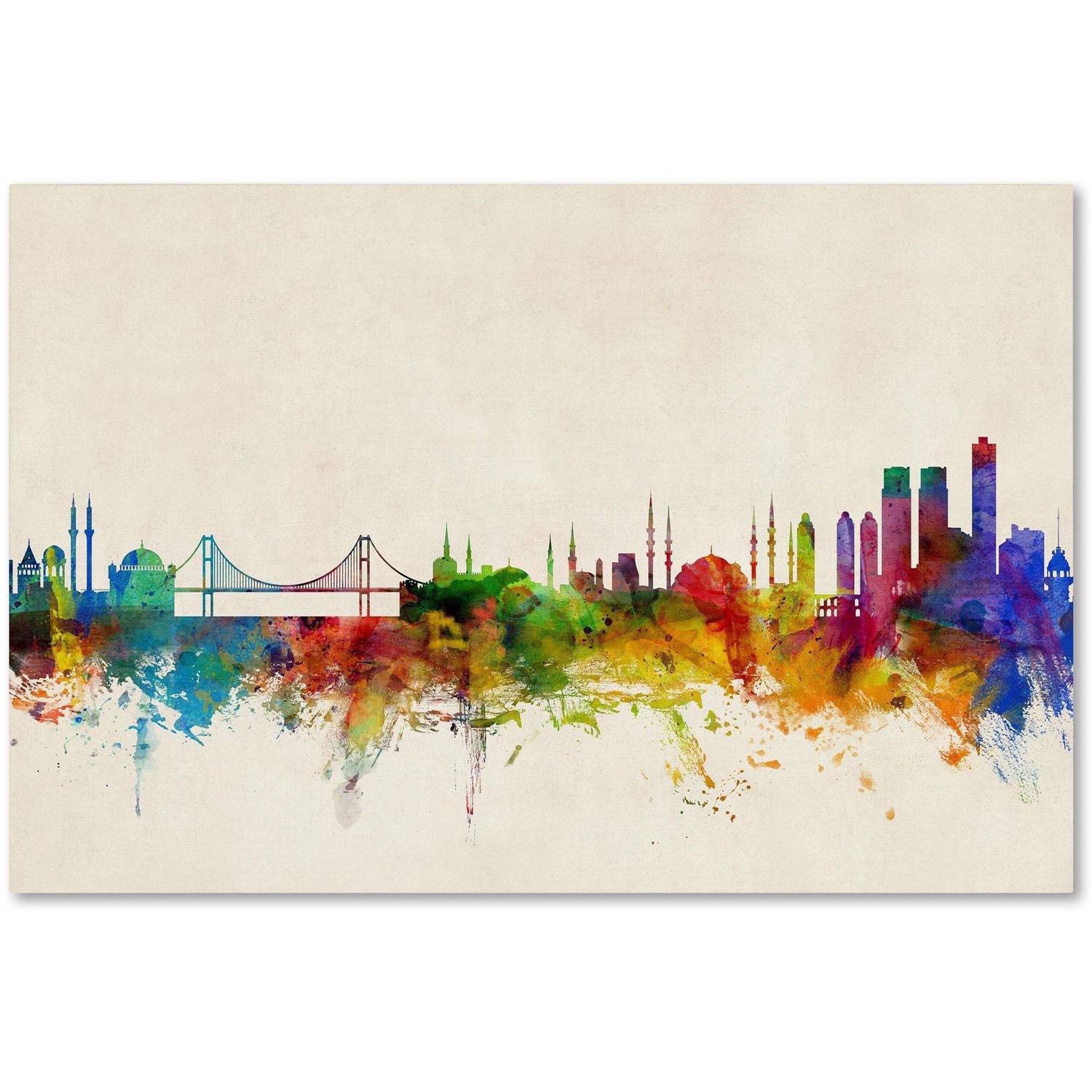Trademark Fine Art "Istanbul Turkey Skyline" Canvas Art by Michael ...