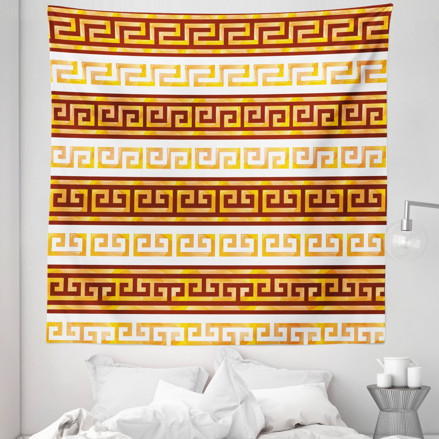Retro Tapestry, Greek Cultural Tribal Geometric Meanders Ornaments ...