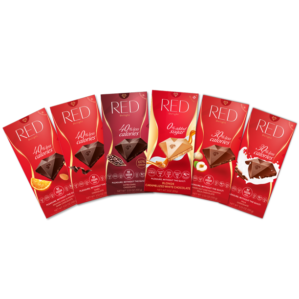 RED Chocolate 6 Bar Variety Pack - Milk Chocolate, Dark Chocolate ...