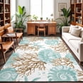 3x5 Teal Starfish Conch Area Rug for Bedroom, Washable Non Slip Low ...