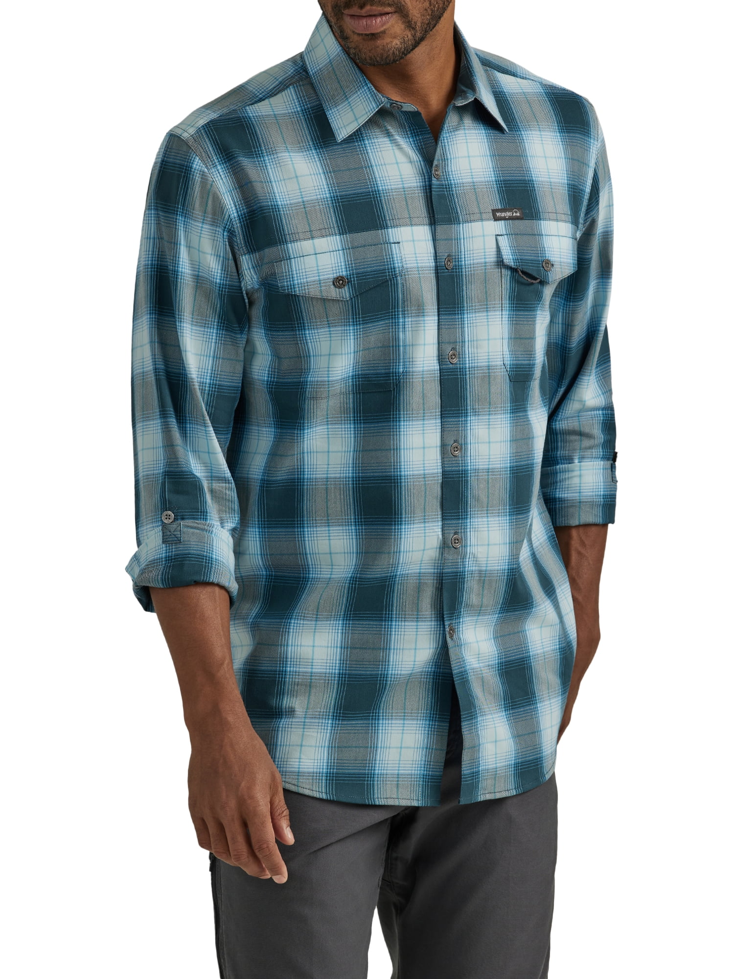Wrangler® Men's Outdoor Long Sleeve Shirt with UPF 30+ Protection ...