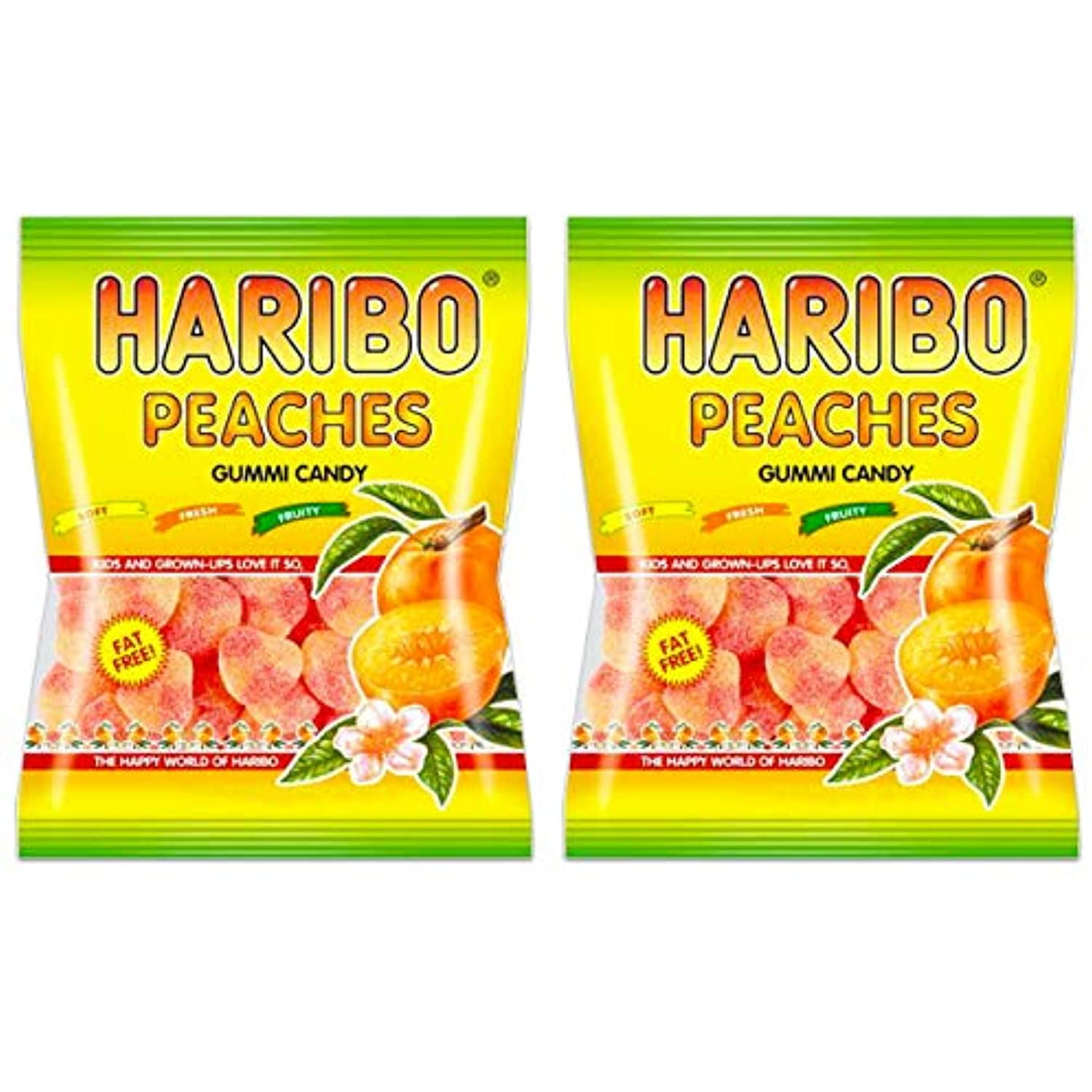 Haribo Peaches Gummi Candy 4 Oz Bag (2 Bags 8 Oz Total) - Walmart.com