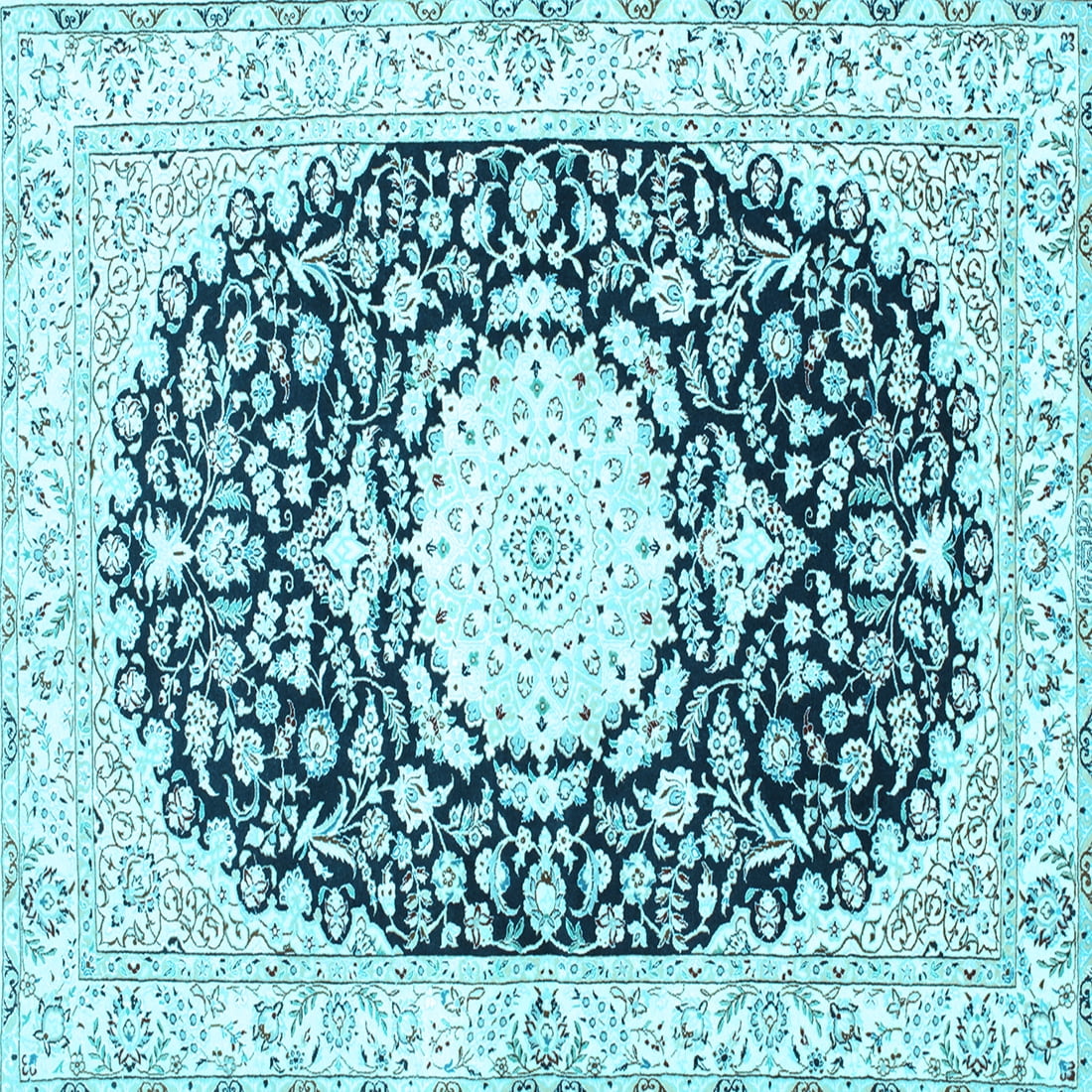 Ahgly Company Indoor Square Medallion Light Blue Traditional Area Rugs ...