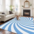 Blue Vortex Washable Living Room Rugs 5'x8', Abstract White Sky Blue ...