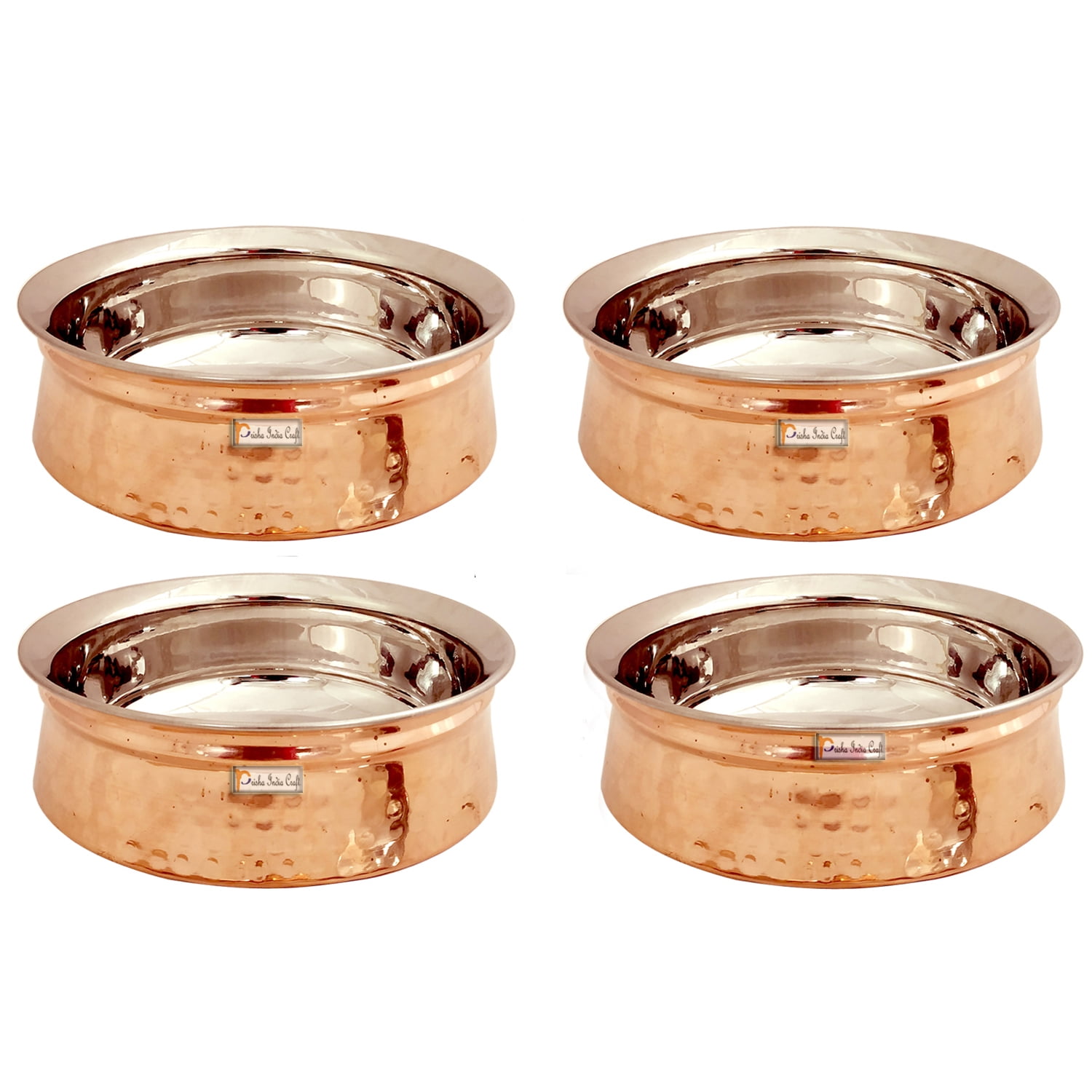 Prisha India Craft Copper Stainless Steel Serveware Bowls Set - Serving ...