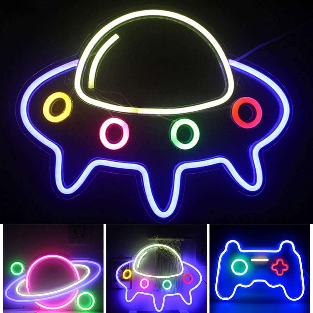KBOOK LED Neon Sign Lights Planet UFO Game Pad Decorative Lights USB ...
