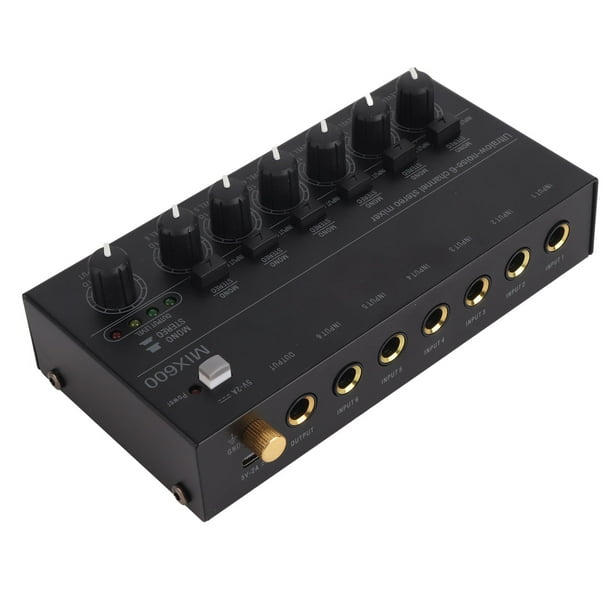 Mini Audio Mixer, Low Noise 6 Channel Line Mixer, 1/4in 1/8in TRS ...