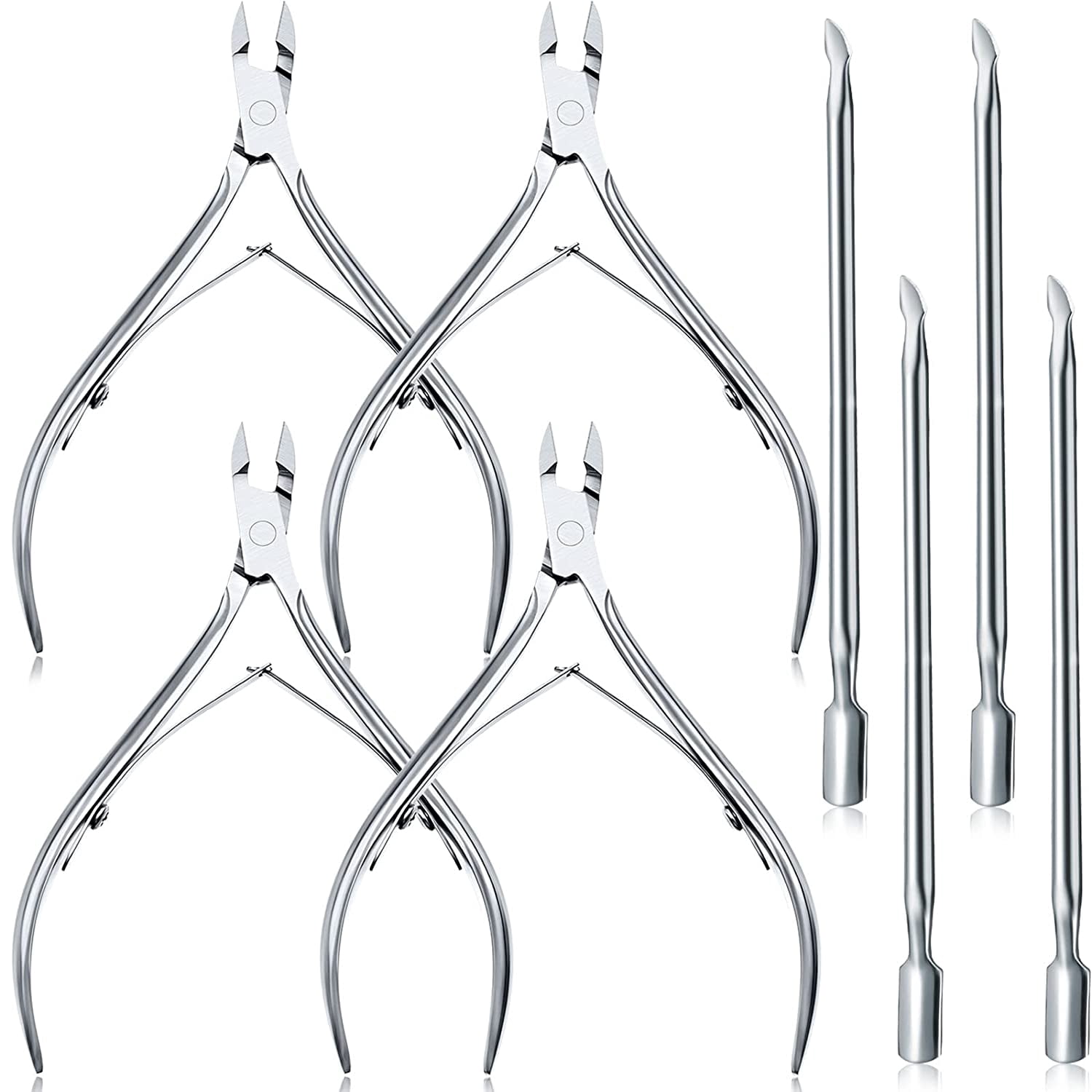 8 Pieces Cuticle Trimmer with Cuticle Pusher Stainless Steel Cuticle ...