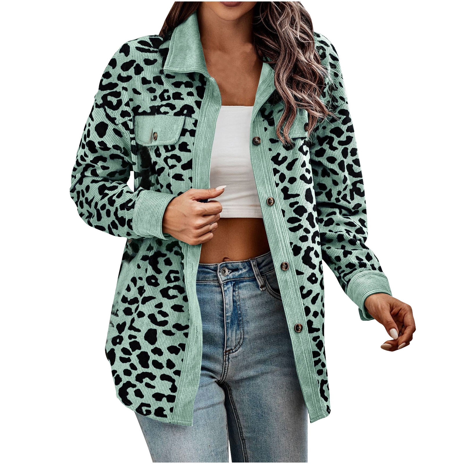 Click here for Cehvom Womens New Leopard Print Button Long Sleeve... prices