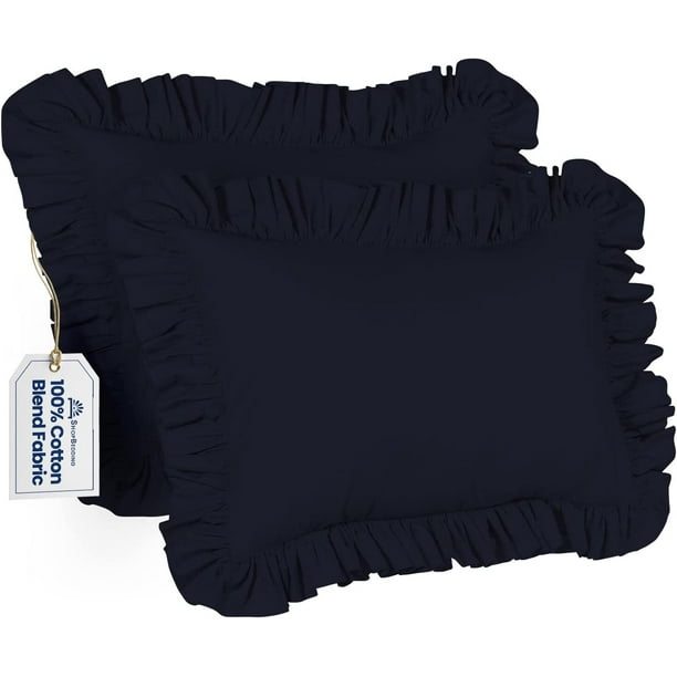 Ruffle Pillow Case - Standard Pillow Sham (Navy), Ruffle Pillow Cover ...