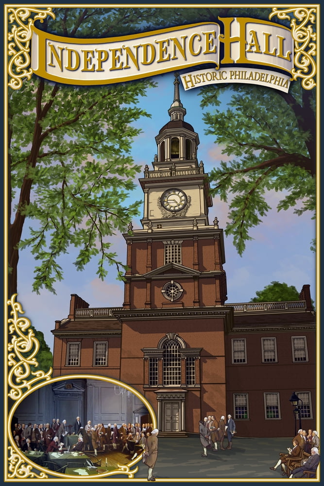 Philadelphia, Pennsylvania, Independence Hall with Founding Fathers ...