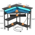 Auromie Corner Desk with LED Light, Monitor Stand, Keyboard Tray, USB ...