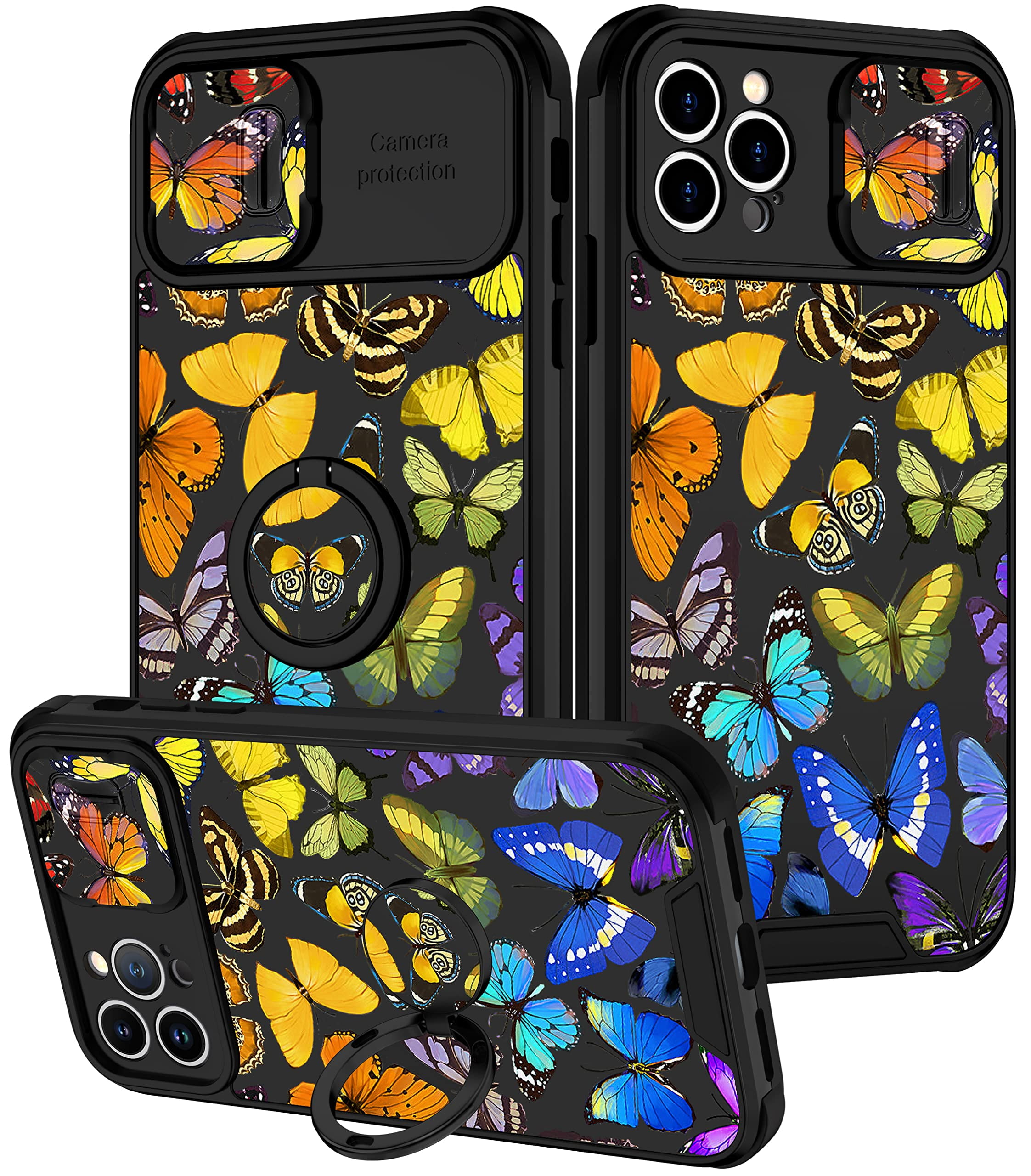 (2in1) for iPhone 12 Pro Max Case Butterfly Women Girls Girly Pretty ...