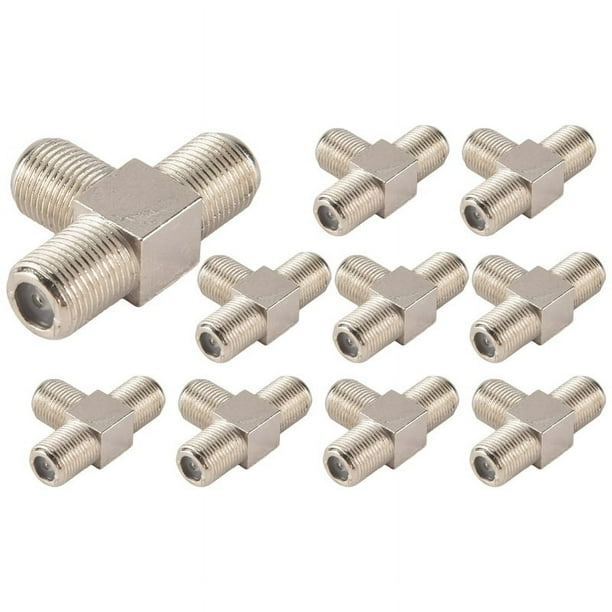 10-Pack 3-way F-Type Coax Cable Splitter Combiner Female to 3 Female ...