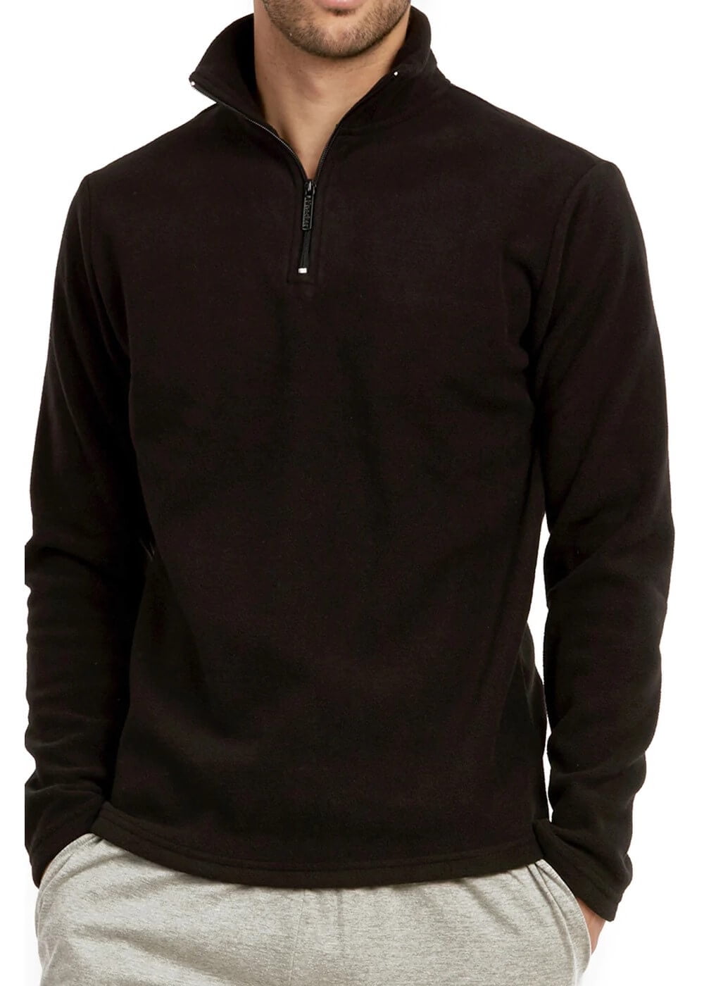 Men's Quarter Zip Polar Fleece Pullover Sweatshirt, Black L, 1 Count, 1 ...